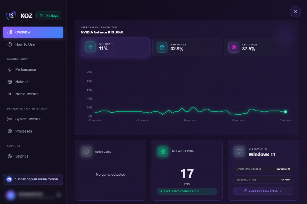 KOZ Optimizer - Gaming Performance Tool